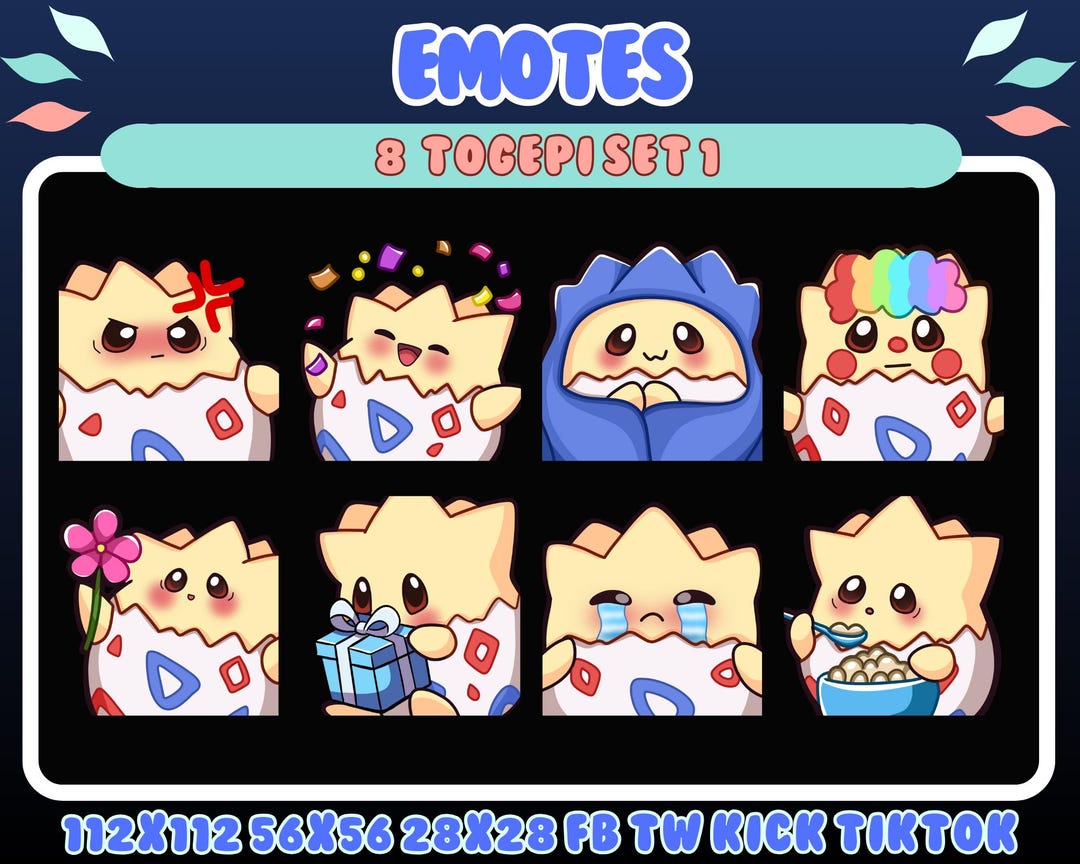 8 Togepi Emotes Set 1 | Emotes Twitch | Emotes Discord | Emotes Pokemon ...