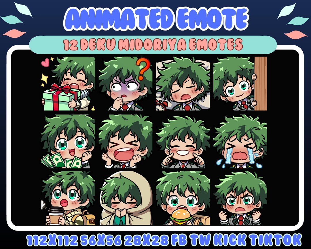 Midoriya Deku Emotes for Twitch, Discord, Kick (digital Download ...