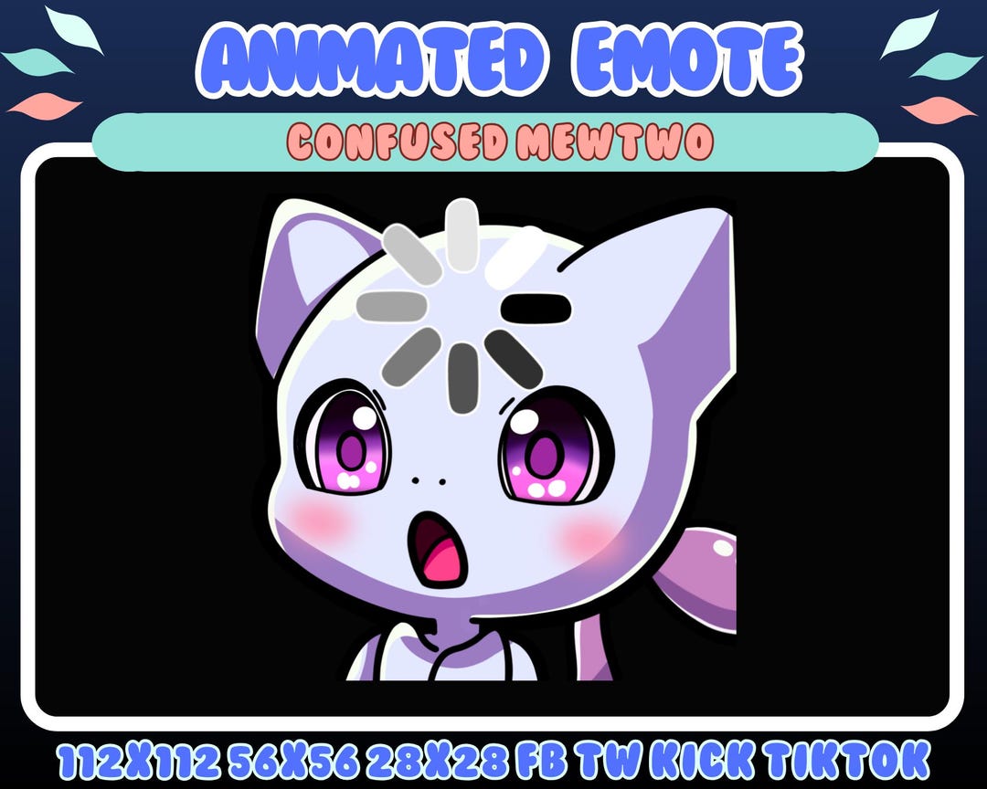 Animated Mewtwo Confused Emote Pokemon : Twitch/discord/kick Streamer ...