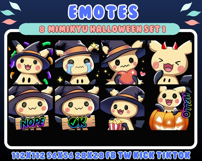 16 Mimikyu Halloween Emotes | Twitch, Discord, Kick (digital Download ...