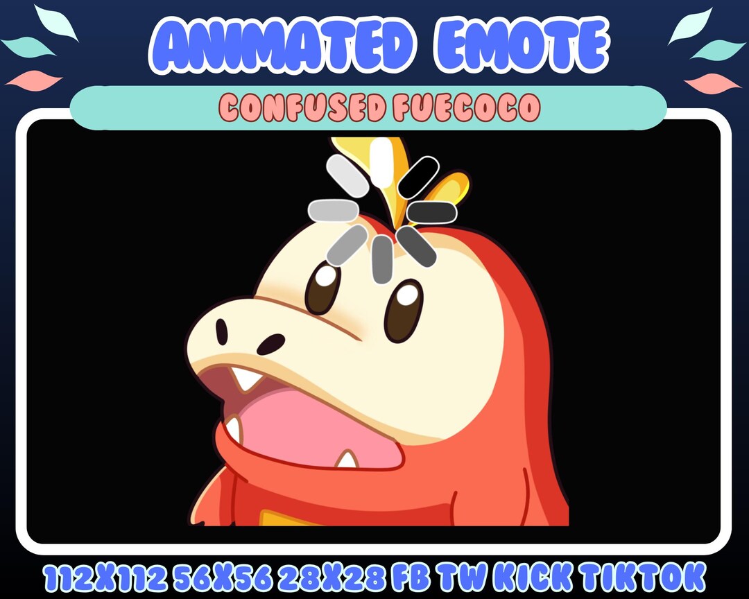 Animated Fuecoco Confused Emote Pokemon : Twitch/discord/kick (digital ...