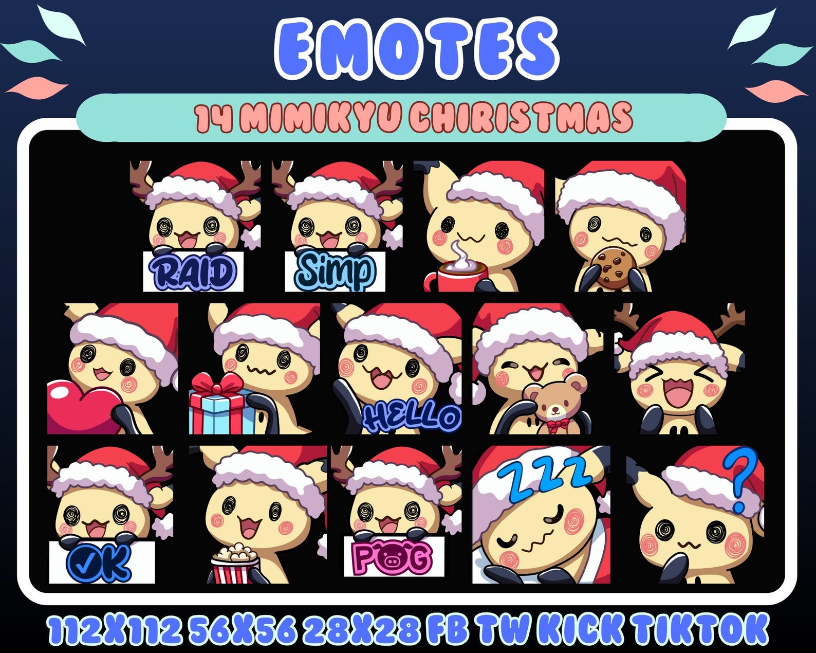 7 MIMIKYU CHRISTMAS Emotes Set 1 | Emotes Twitch | Emotes Discord ...