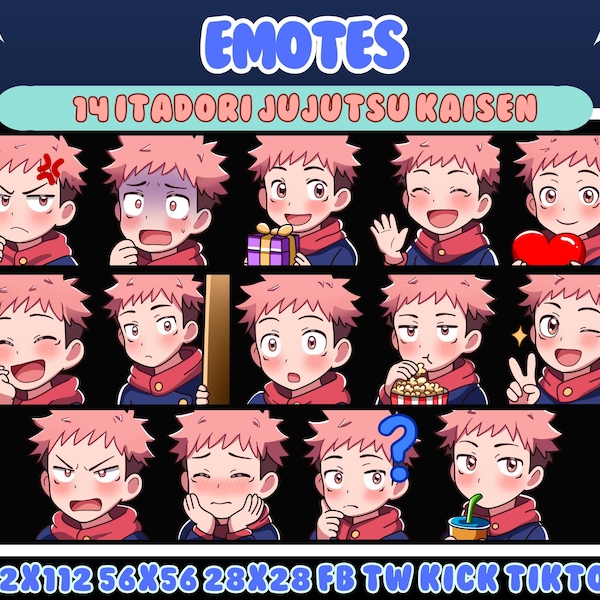 Jujutsu Kaisen Yuji Emotes - Etsy
