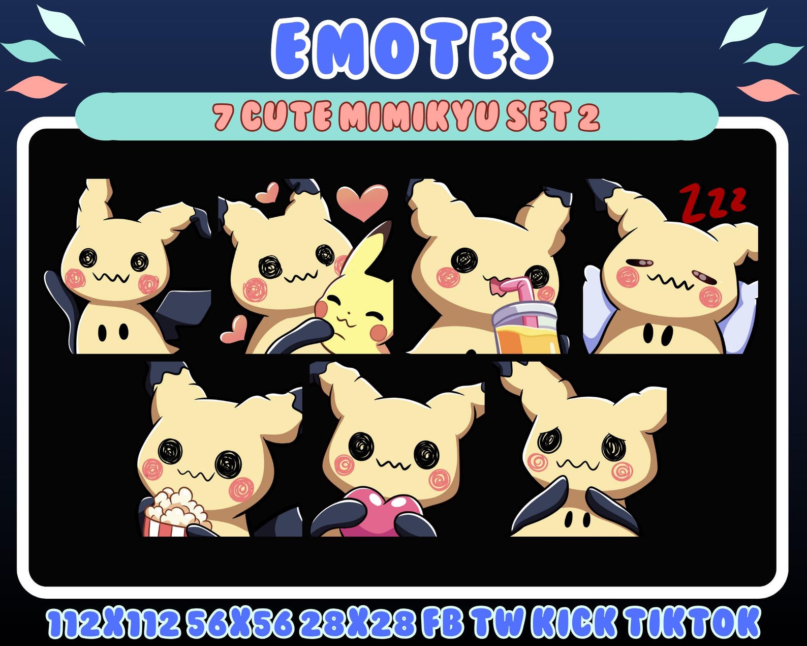 7 Mimikyu Emotes Set 2 | Cute Pokemon Twitch/discord Stream Emotes ...