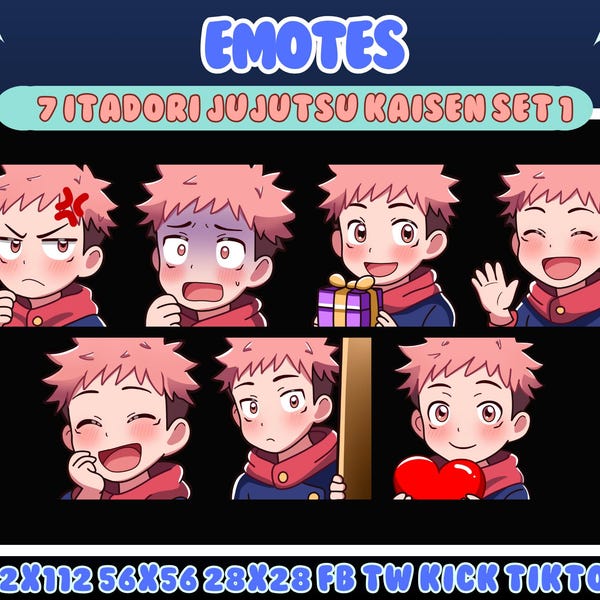 Jujutsu Kaisen Yuji Emotes - Etsy