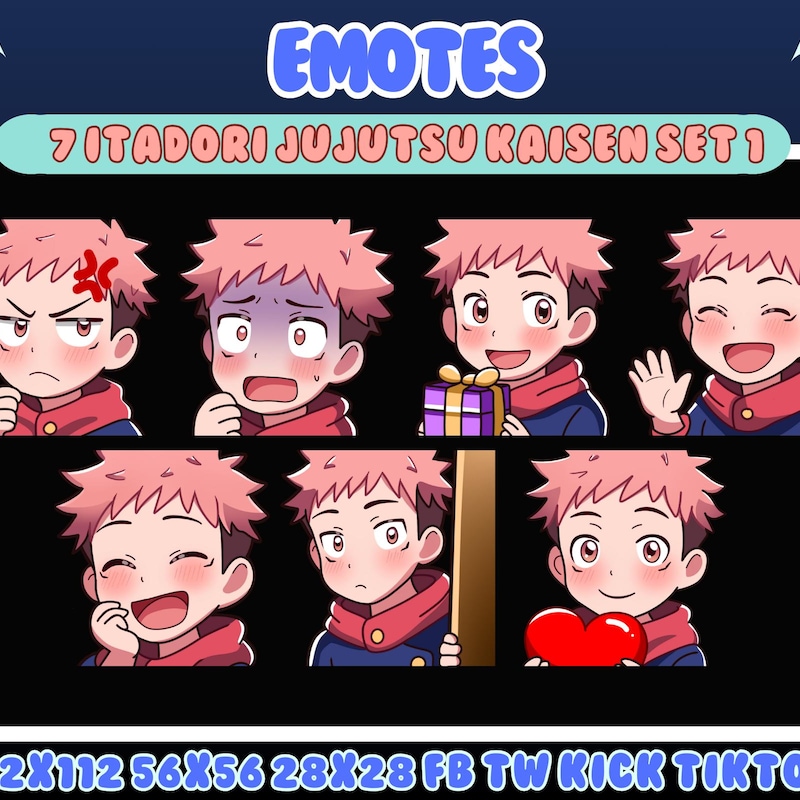 Jujutsu Kaisen Yuji Emotes - Etsy
