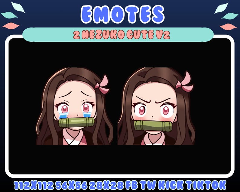 Nezuko Anime 12 Emotes V2 | Twitch, Discord, Kick (digital Download ...