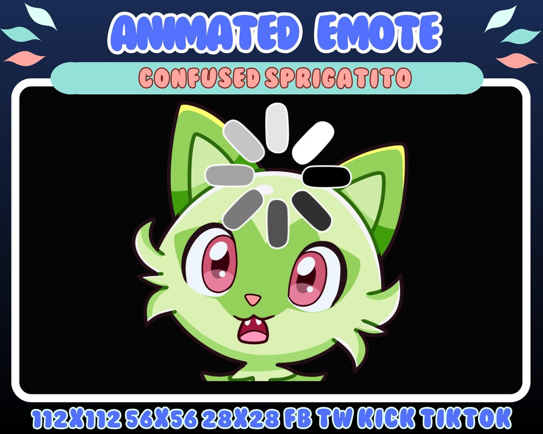 Animated Sprigatito Confused Emote Pokemon : Twitch/discord/kick ...