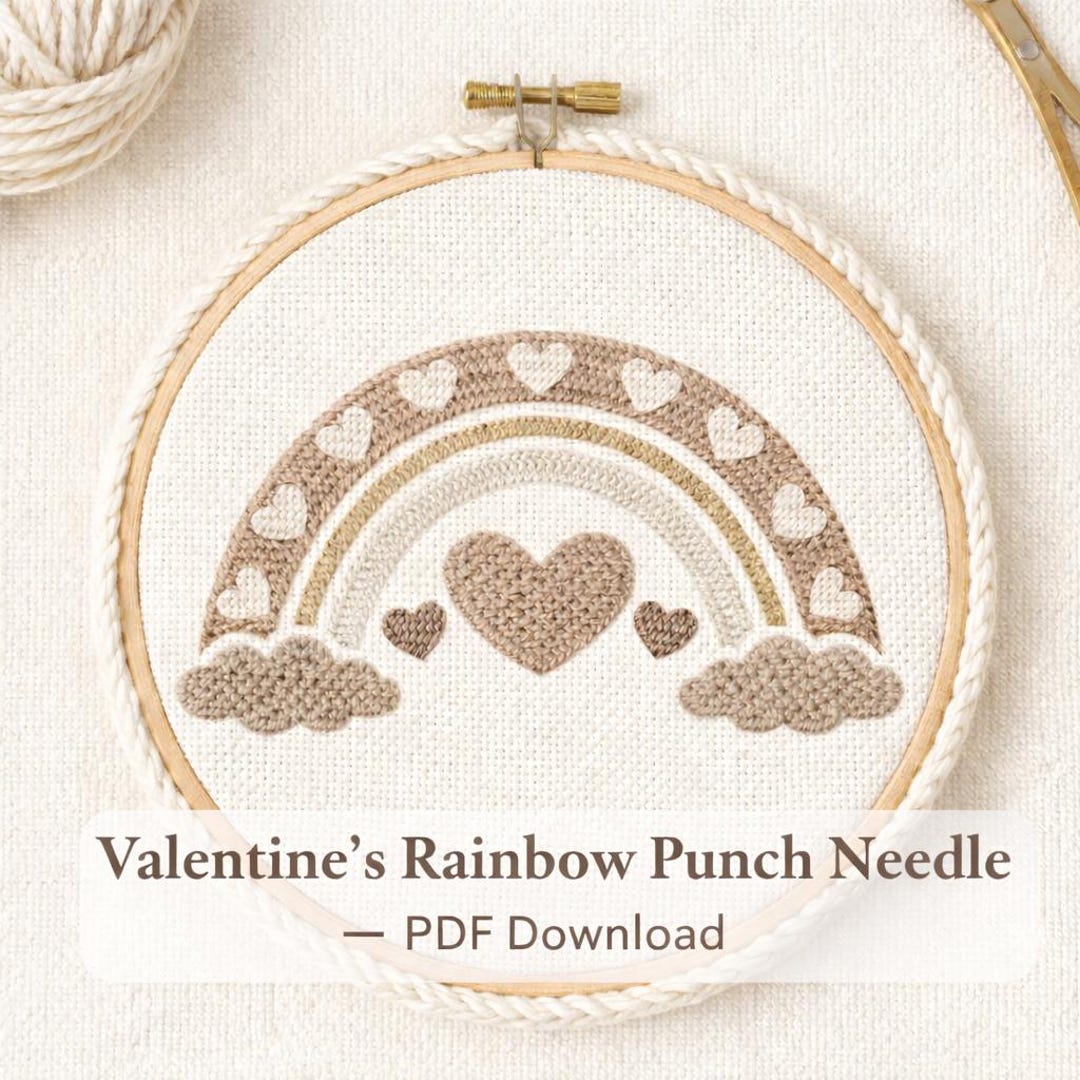 Valentine's Rainbow Punch Needle Pattern | Beginner Friendly (PDF ...