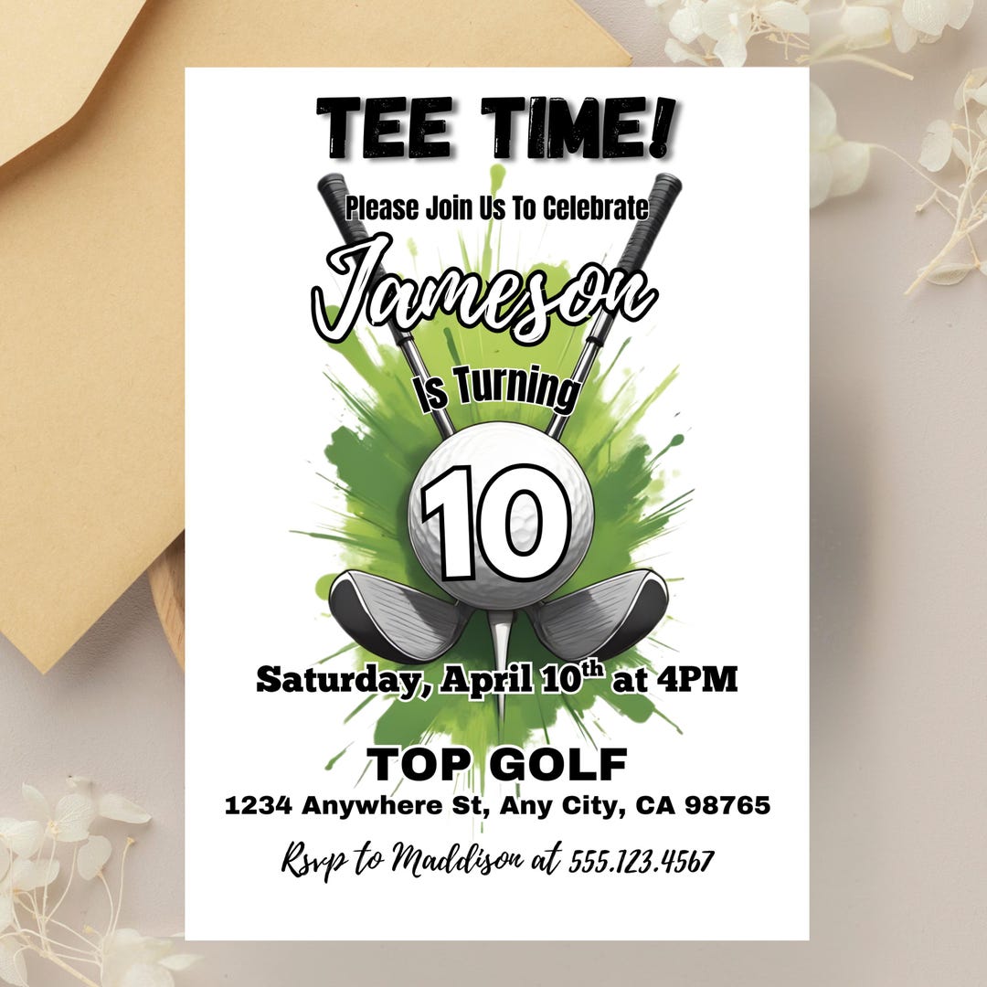 Golf Birthday Invitation, Tee Time Birthday Invite, Top Golf Party ...