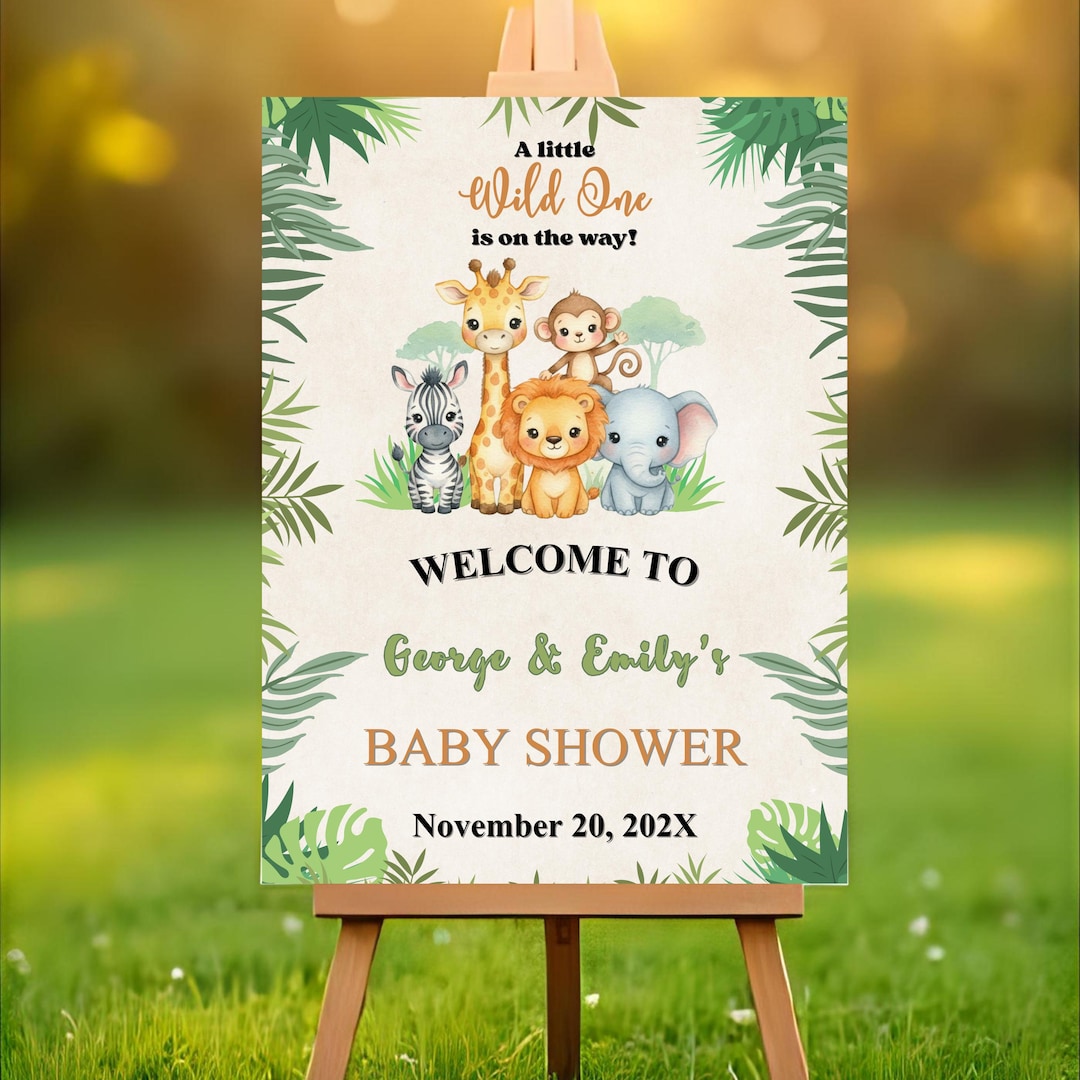 Safari Baby Shower Welcome Sign | Jungle Theme (digital Download) - Etsy