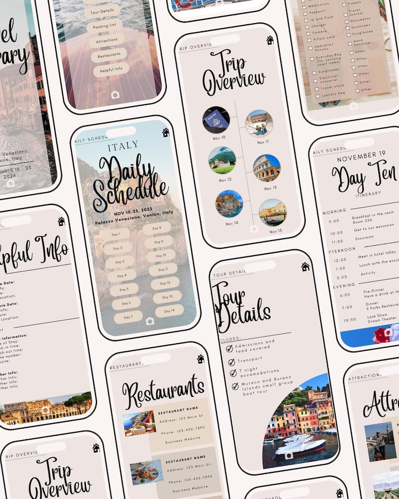Editable Canva Travel Itinerary | 14 Day Mobile Planner | Digital ...