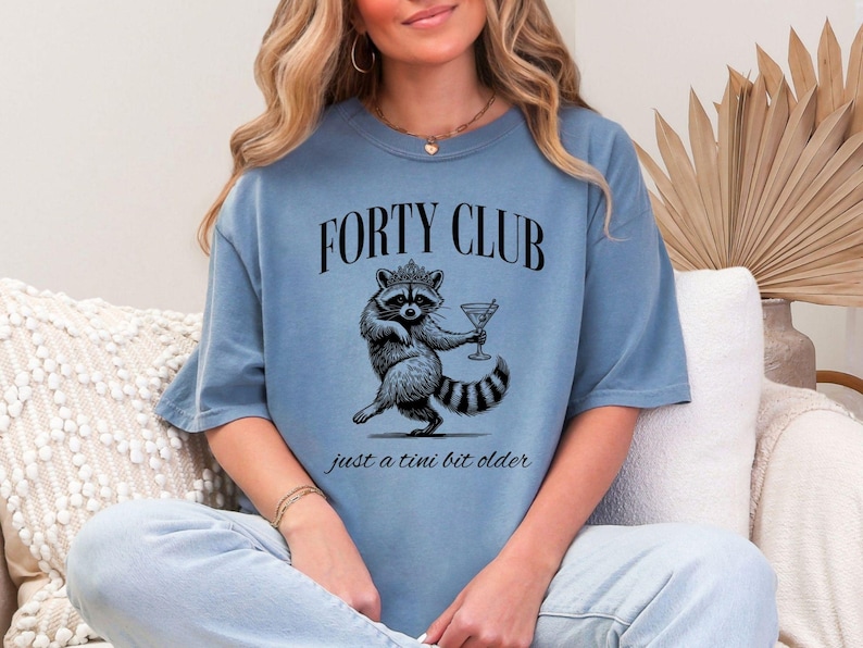 40th Birthday PNG SVG, Funny Forty Club Raccoon Design, Martini Party ...