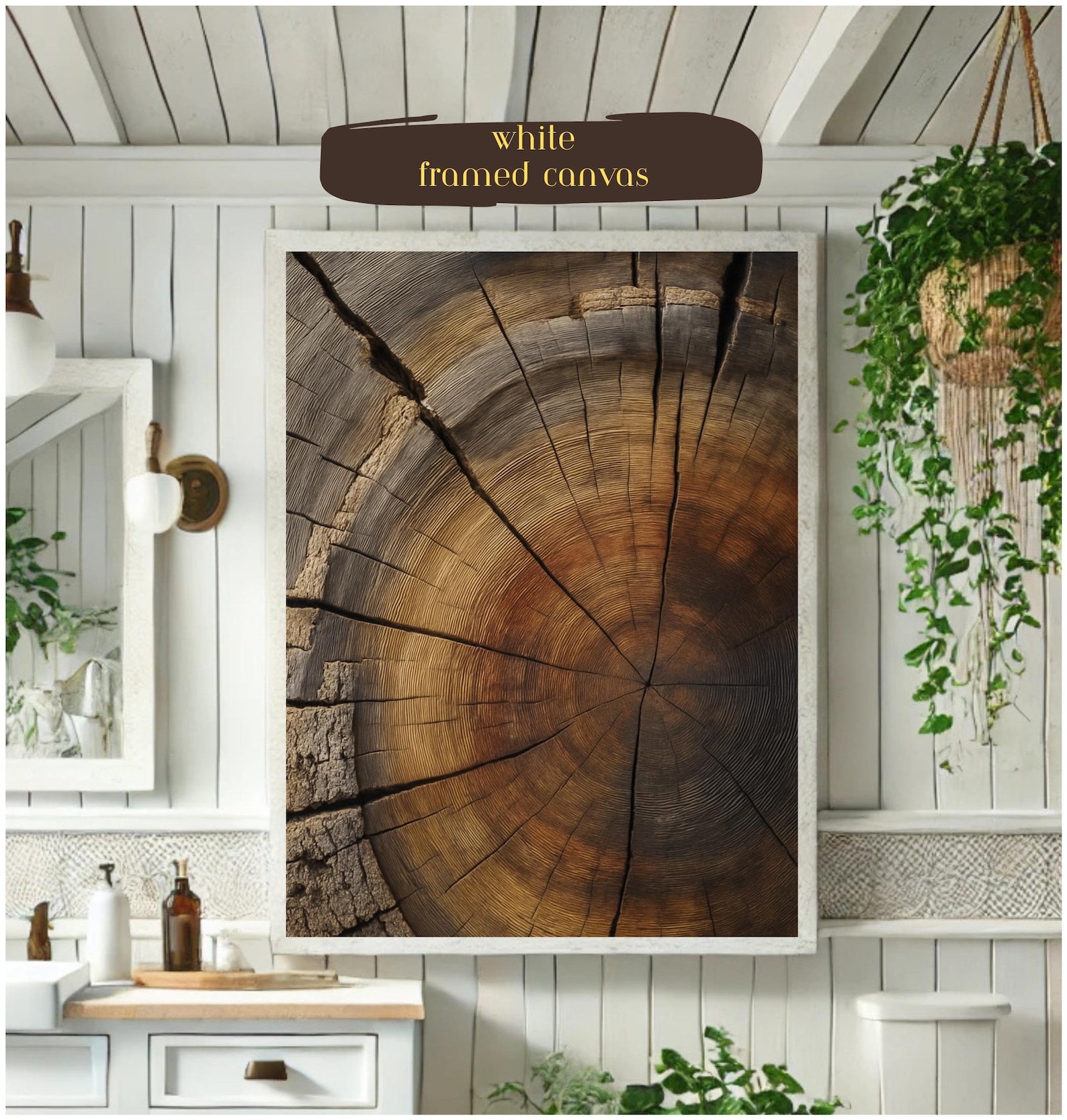 Brown Tree Ring Wall Art, Earth Tone Abstract Wood Grain Print, Large ...