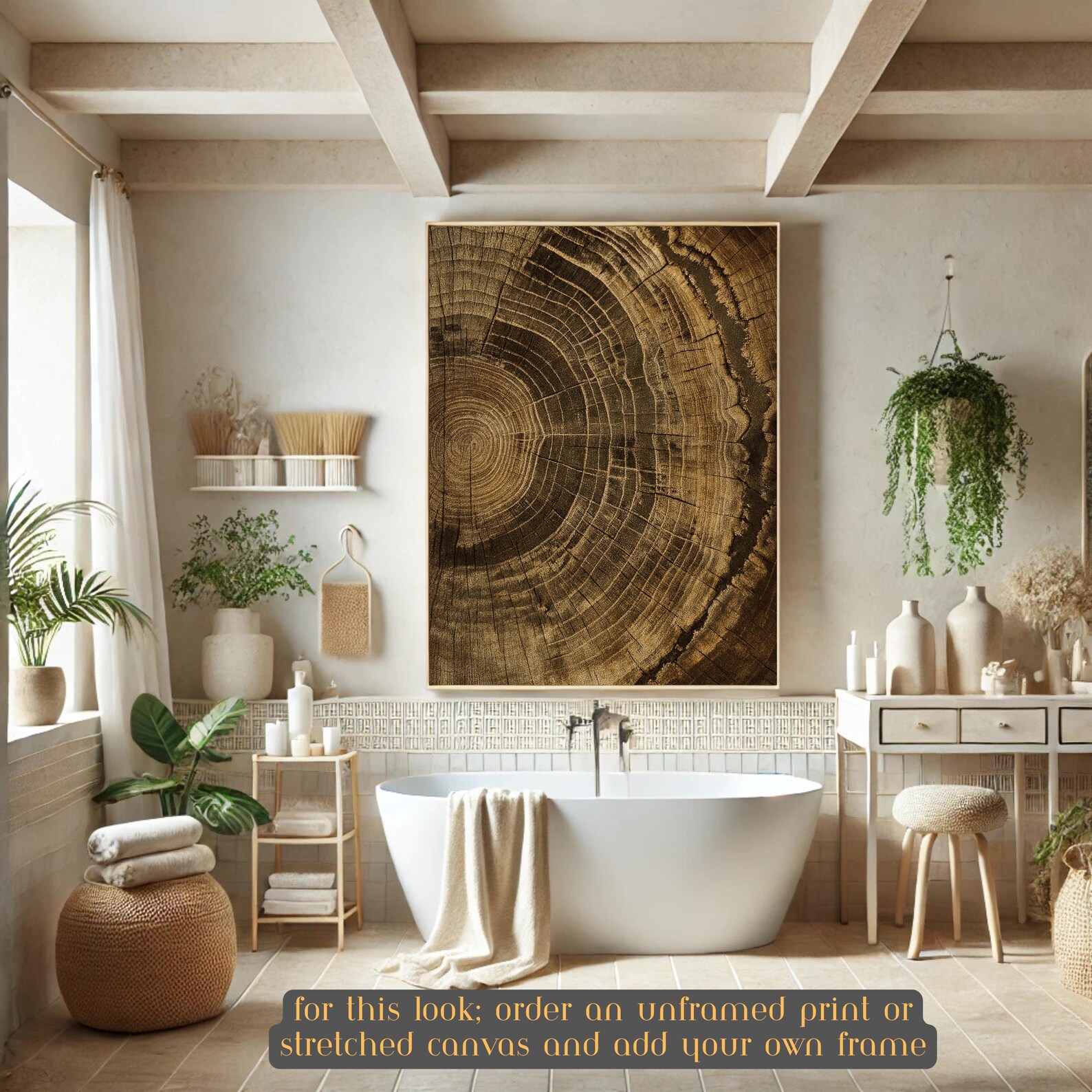 Calming Tree Ring Art, Zen Nature Wall Decor, Mindfulness Wood Grain ...