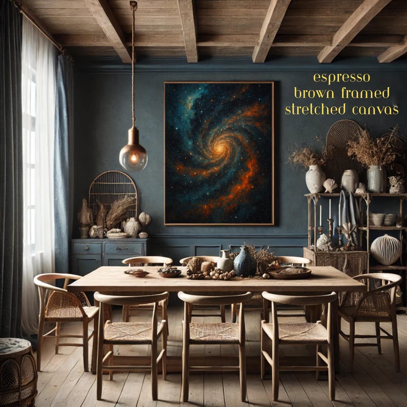 Night Sky Wall Art, Starry Nature Canvas, Moody Celestial Artwork, Dark ...