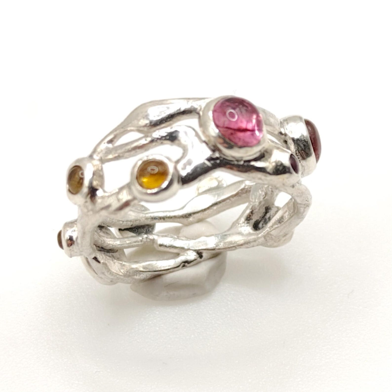 Flame-formed Tourmaline Ring in Recycled Silver – Size 18.5mm - Etsy