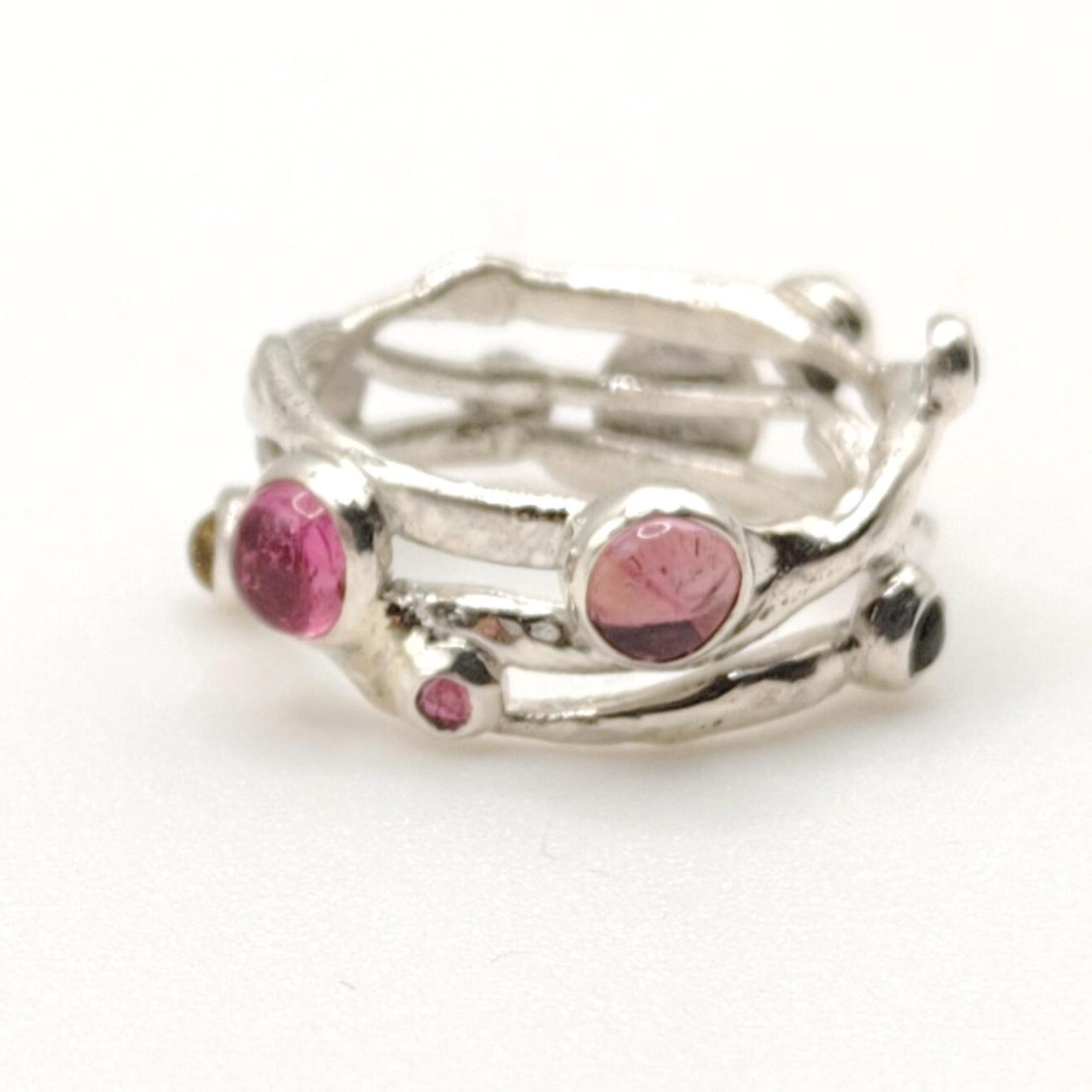 Flame-formed Tourmaline Ring in Recycled Silver – Size 18.5mm - Etsy