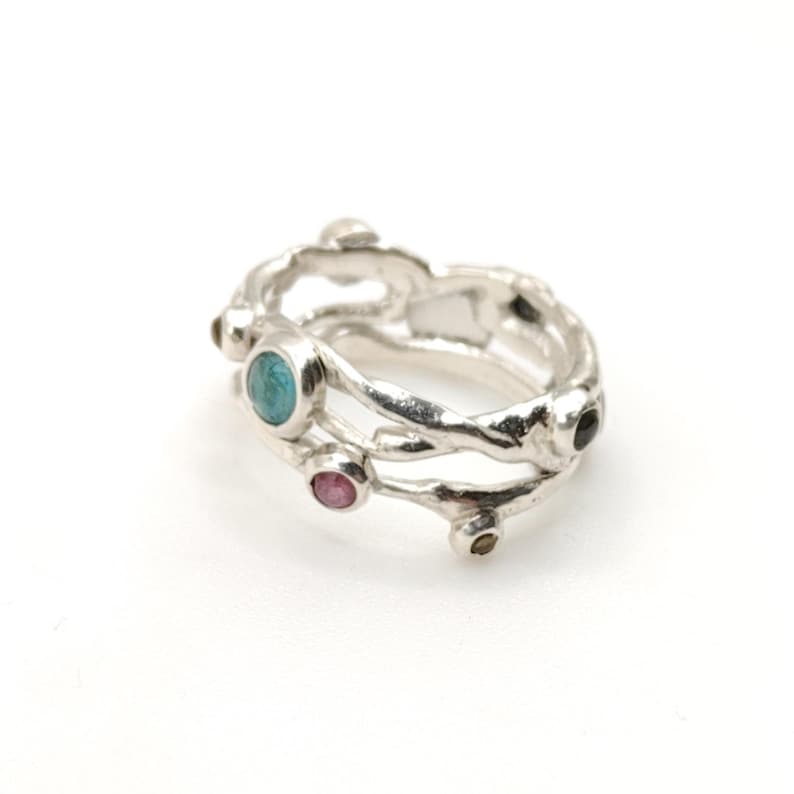 Flame-formed Tourmaline Ring in Recycled Silver – Size 18.5mm - Etsy