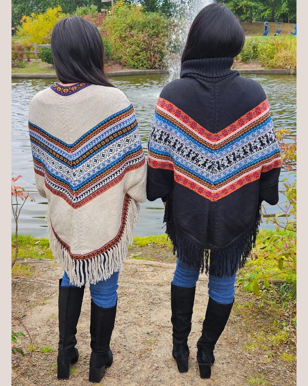100% Alpaca Peruvian Poncho With Sleeves - Women - Etsy