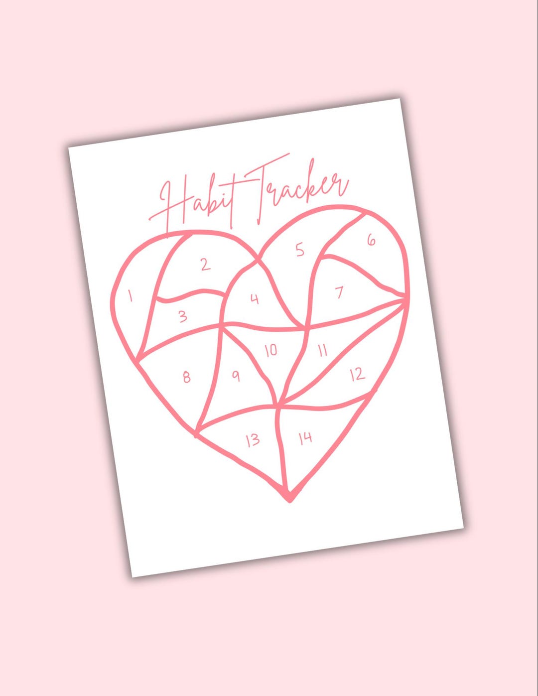 2026 Pink Heart Shaped Habit Tracker Coloring Page Printable ...