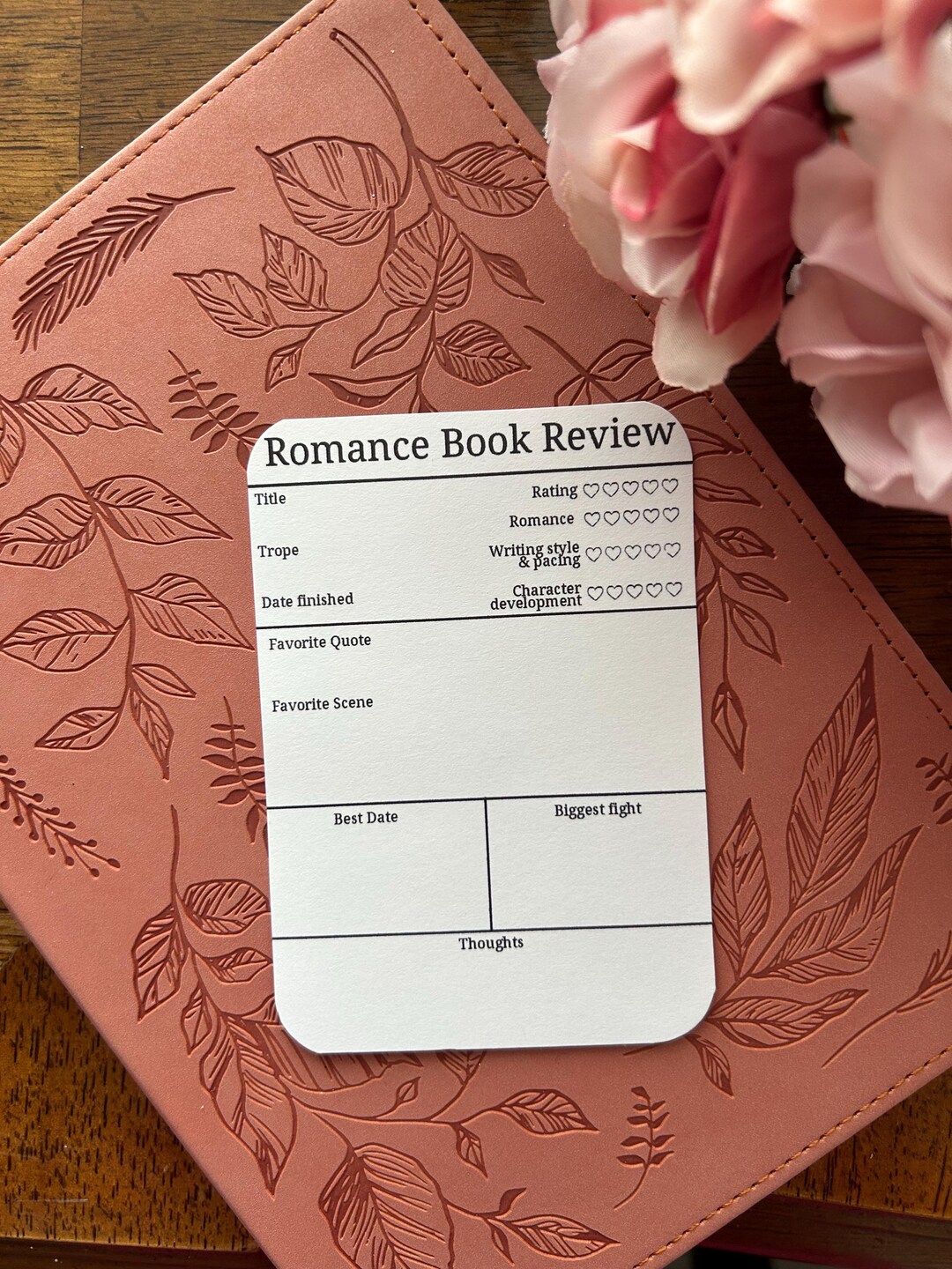 Romance Book Review Cards Printable | Book Rating Annotation Notecards ...