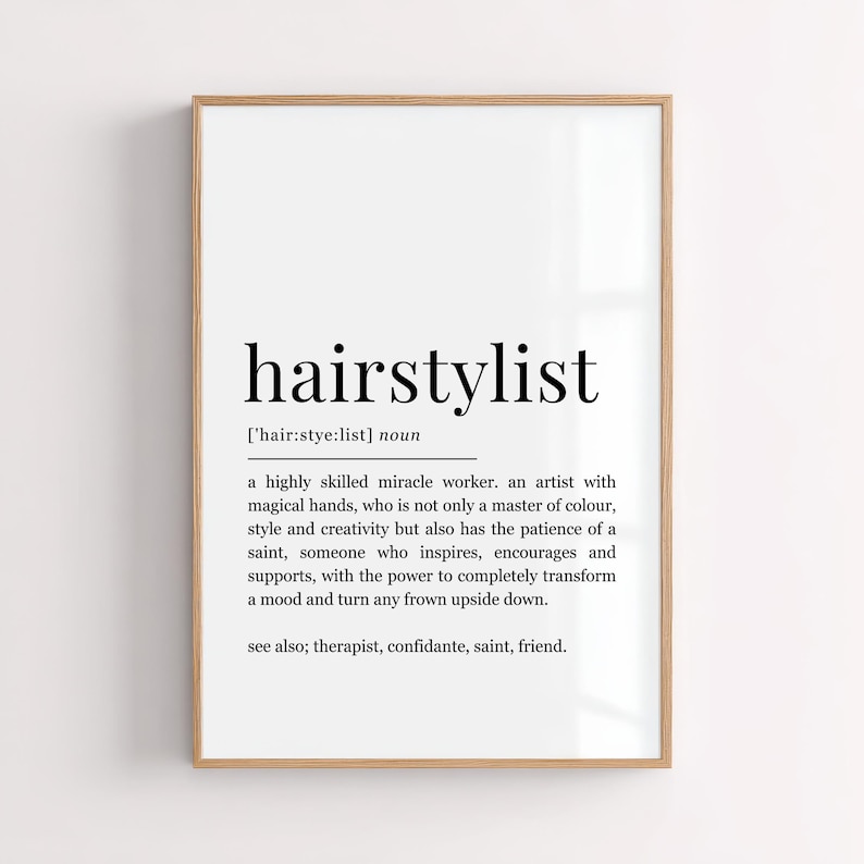 Hairstylist Definition Print, Hairstylist Gift, Hair Stylist Gifts for ...