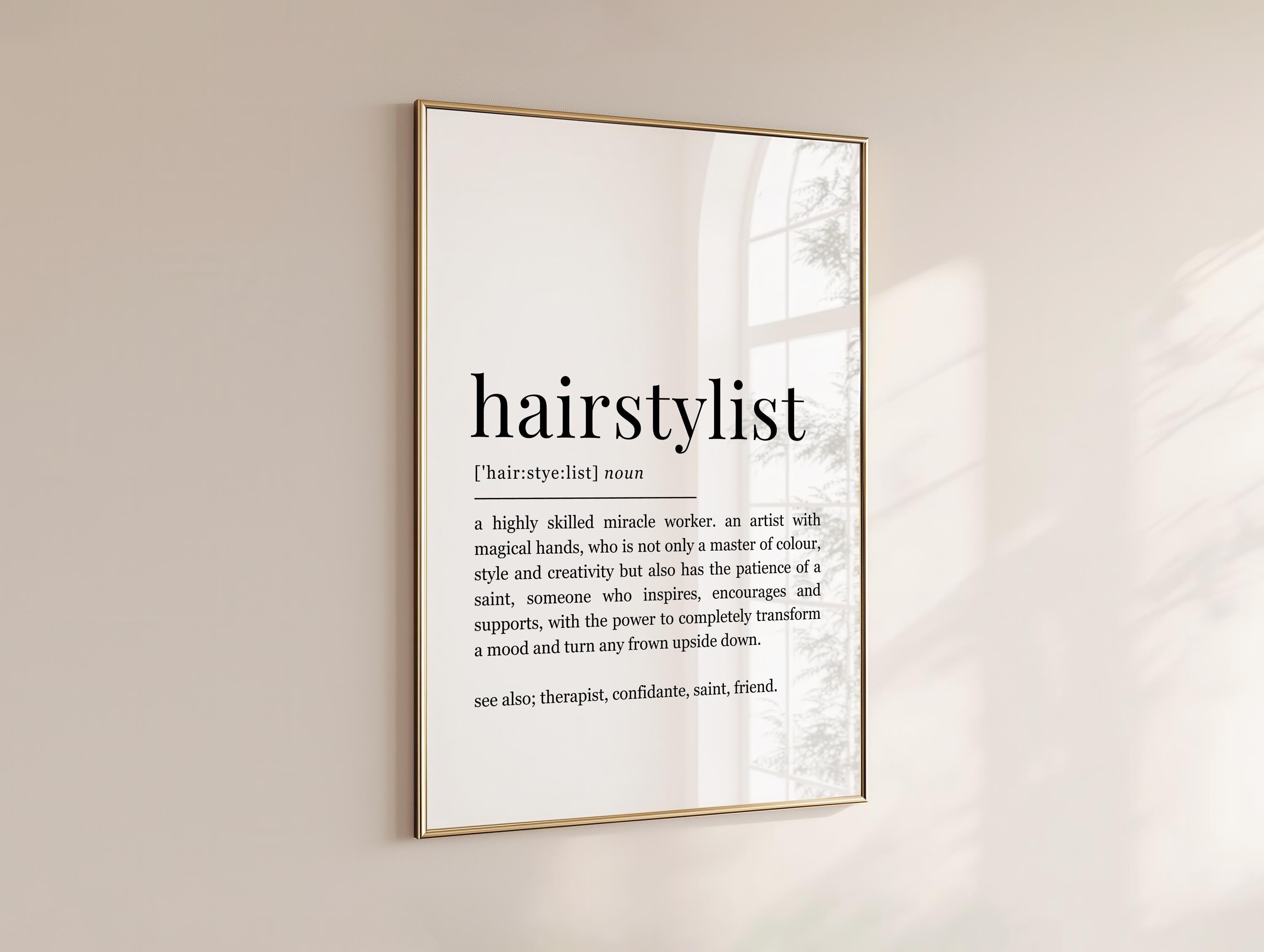 Hairstylist Definition Print, Hairstylist Gift, Hair Stylist Gifts for ...