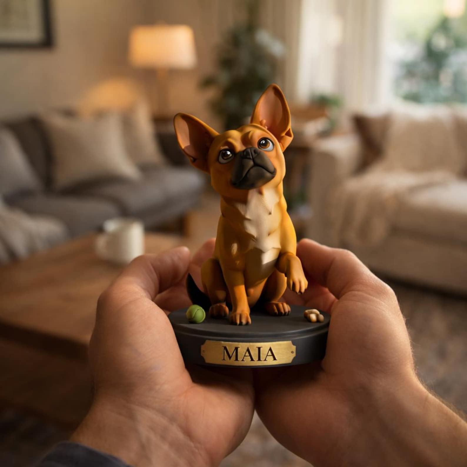 Custom Pet Figurine | Hand Painted 3D Printed Dog, Cat, Bunny Statue ...
