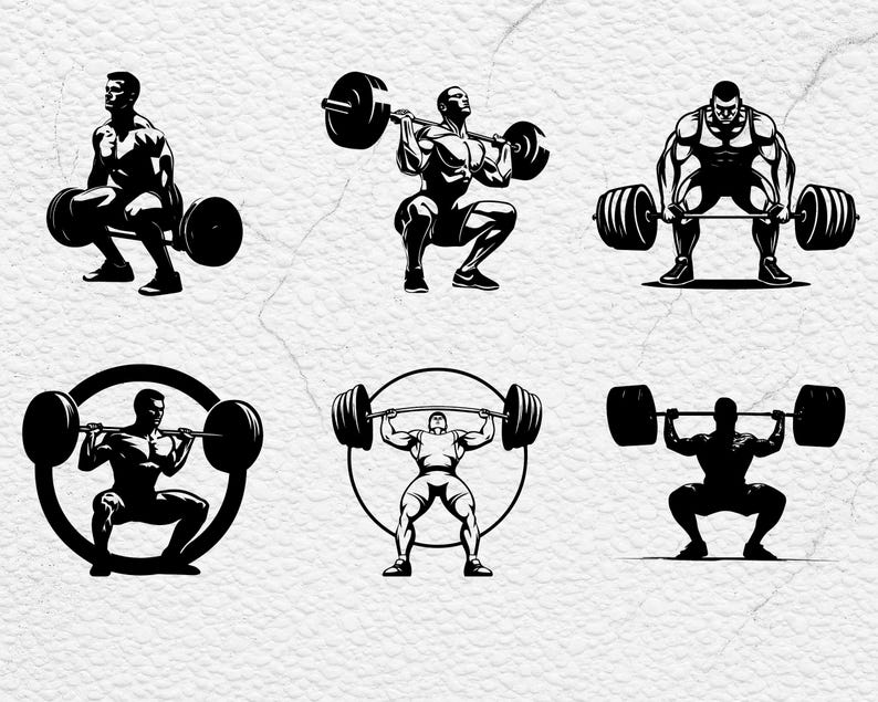 Powerlifting Silhouette SVG PNG Bundle, Gym Athlete Clipart ...