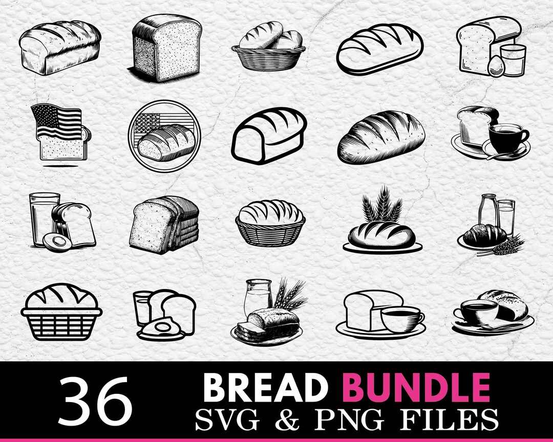 Bread Silhouette SVG PNG Bundle, Bakery Clipart, Loaf Cut Files ...