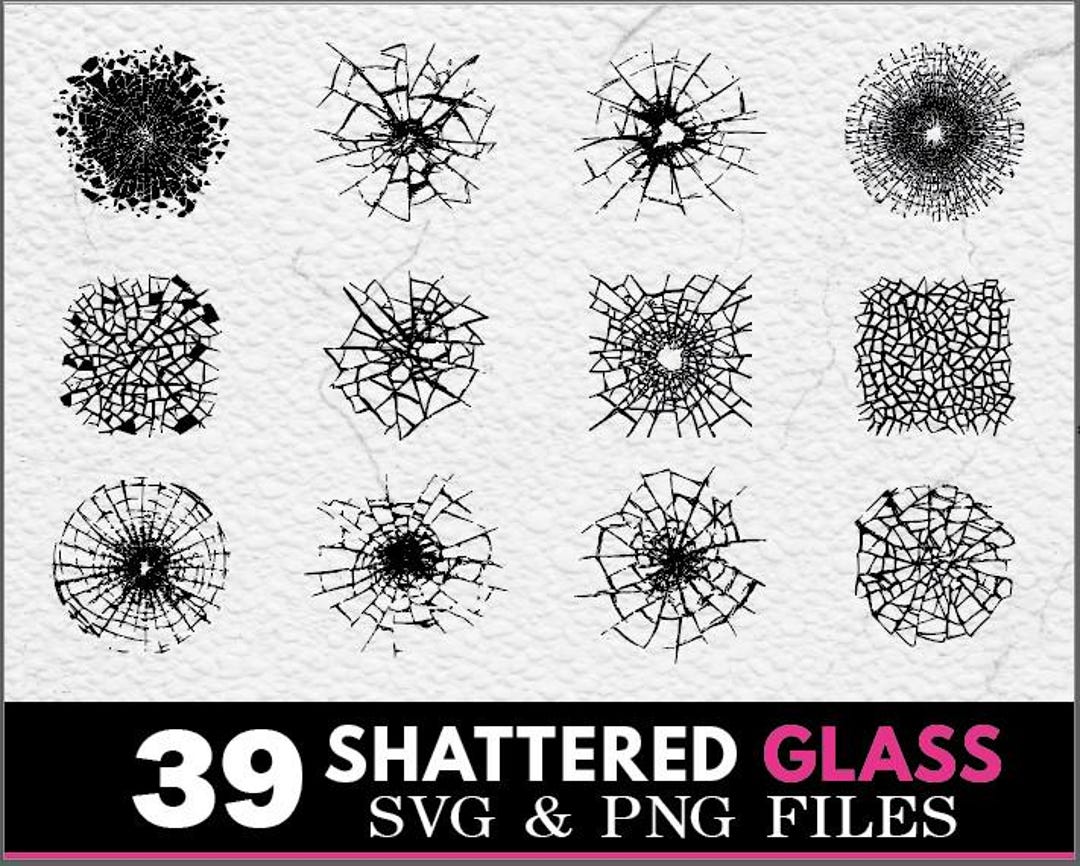 Shattered Glass SVG PNG Bundle, Cracked Window Cut Files, Distressed ...