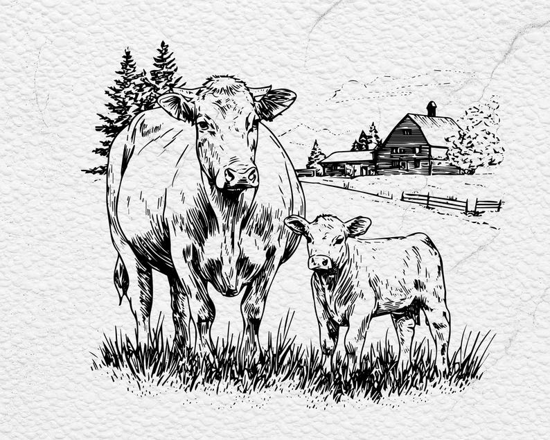 Angus Cow and Calf Silhouette SVG PNG Bundle, Farm Ranch Clipart - Etsy