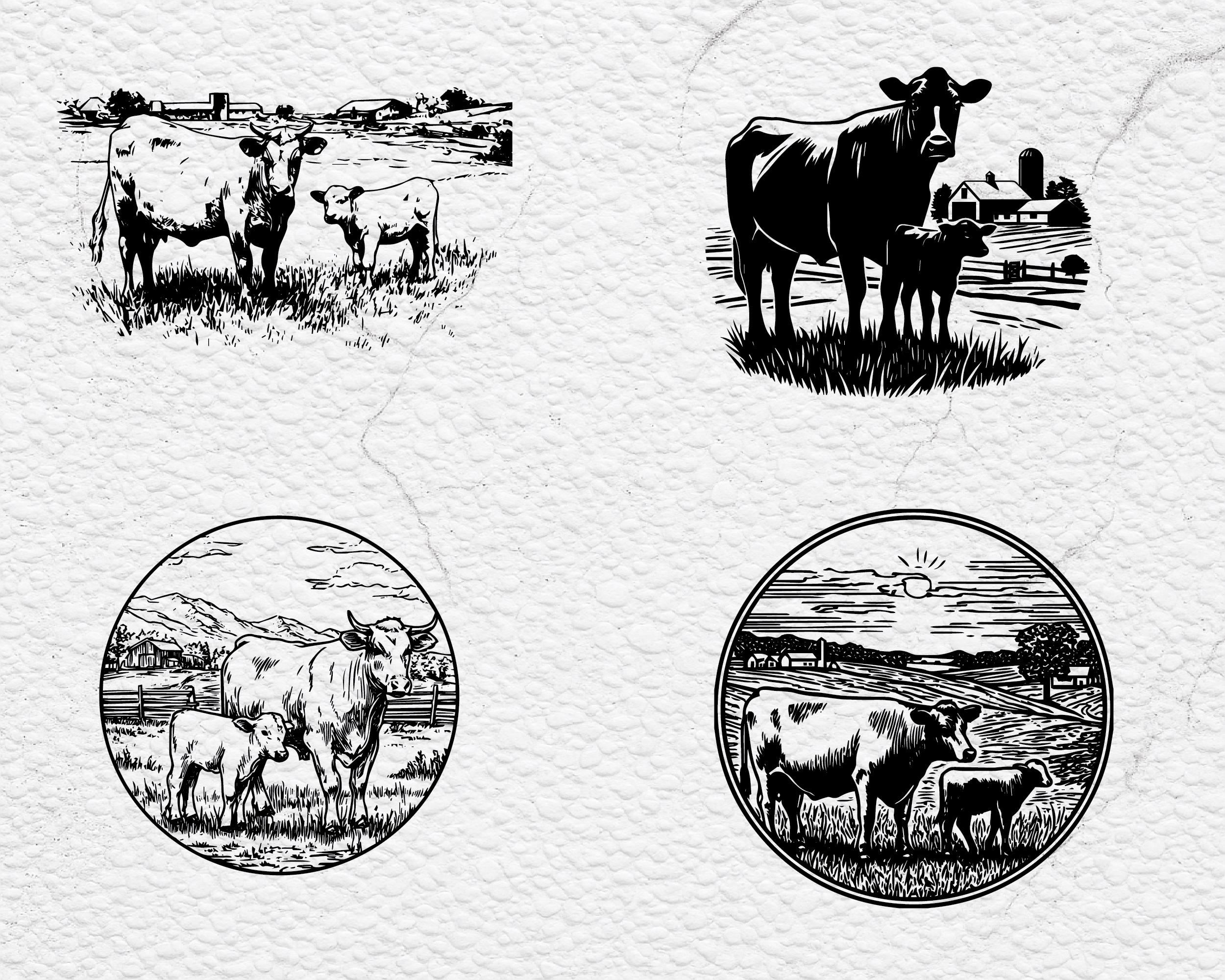 Angus Cow and Calf Silhouette SVG PNG Bundle, Farm Ranch Clipart - Etsy