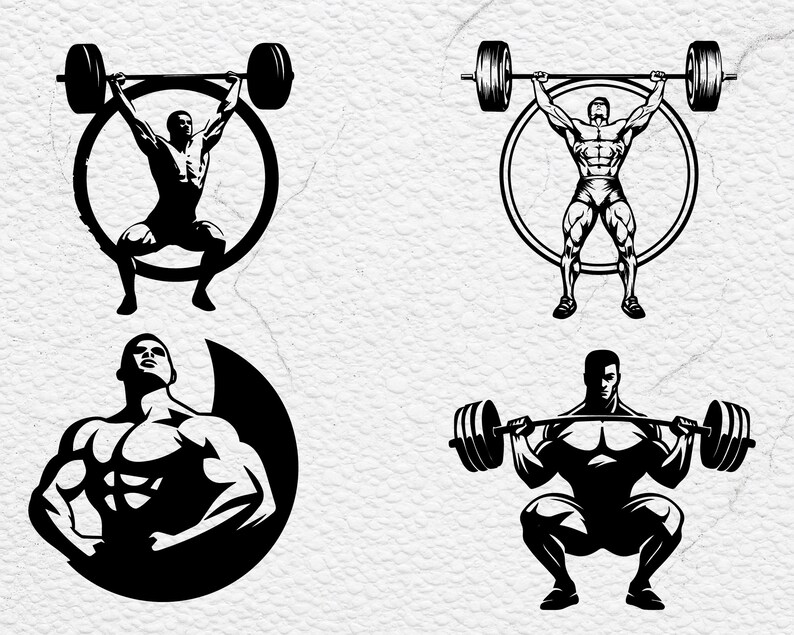 Powerlifting Silhouette SVG PNG Bundle, Gym Athlete Clipart ...