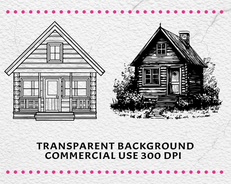Wooden House Silhouette SVG PNG Bundle, Cabin Clipart Vector, Cricut ...