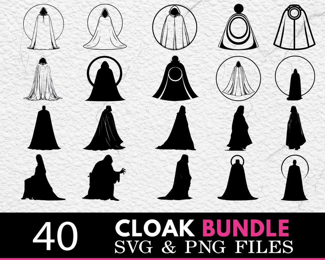 Cloak Silhouette SVG PNG Bundle, Hooded Figure Clipart, Fantasy Cut ...