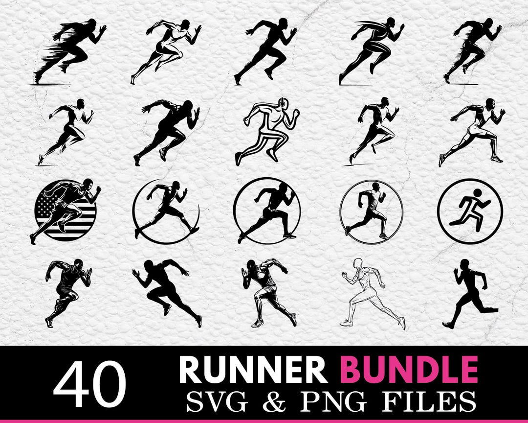 Runner Silhouette SVG PNG: Marathon, Cricut Cut Files (digital Download ...