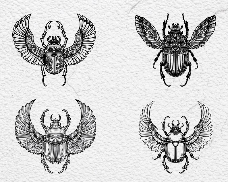 Scarab Silhouette SVG PNG Bundle, Egyptian Beetle Clipart, Ancient ...