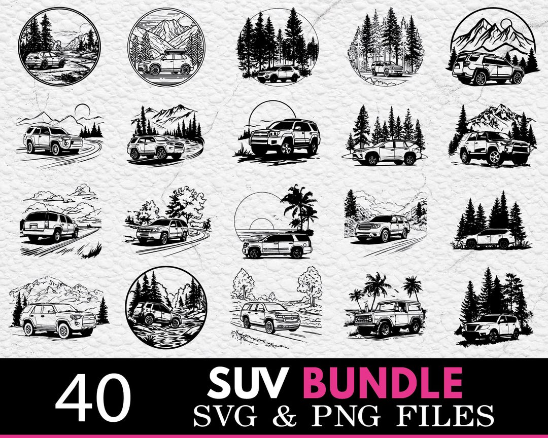 SUV Silhouette SVG PNG Bundle, off Road Vehicle Clipart - Etsy