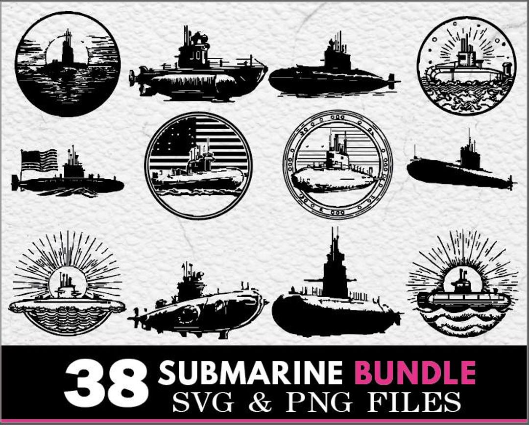 Submarine SVG PNG Bundle: Nautical Clipart, Cricut Cut Files (digital ...