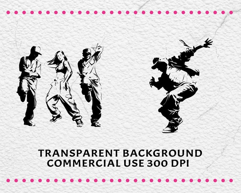 Hip Hop Dance Silhouette SVG PNG Bundle, Street Dancer Clipart ...