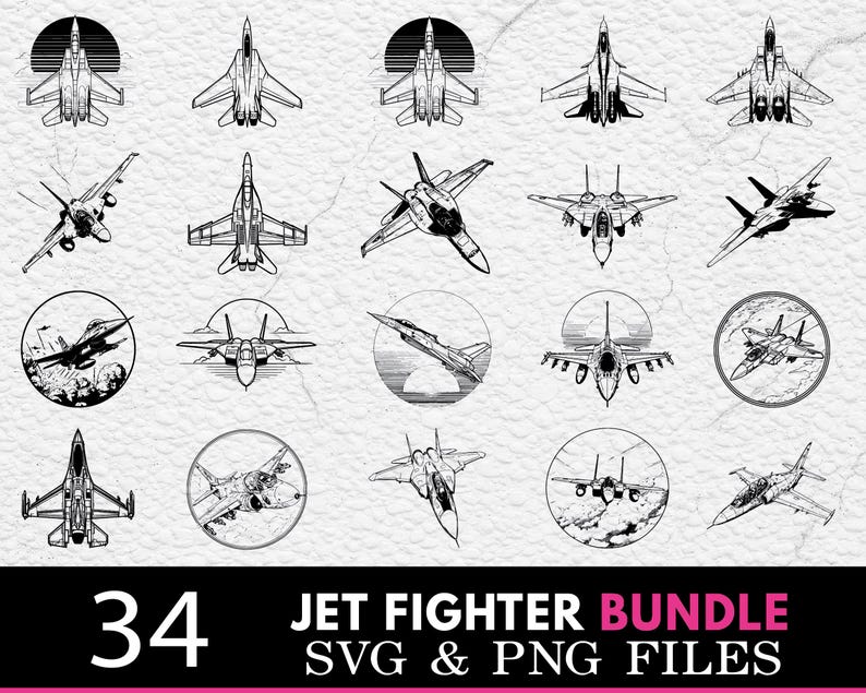 Jet Fighter SVG Bundle: Military Aircraft Clipart, Cricut Vector ...