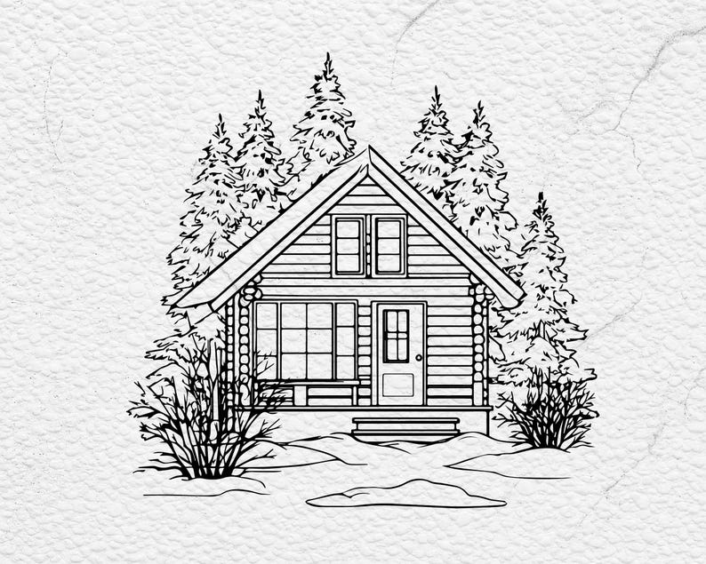 Wooden House Silhouette SVG PNG Bundle, Cabin Clipart Vector, Cricut ...