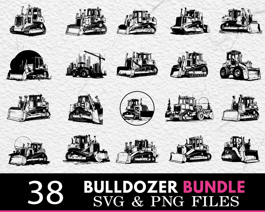 Bulldozer Silhouette SVG PNG Bundle, Construction Vehicle Clipart ...