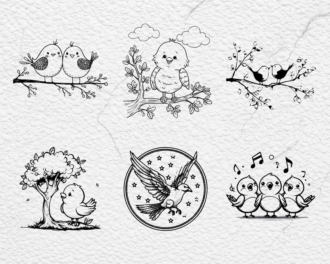 Funny Birds SVG PNG Bundle: Whimsical Cartoon Clipart (digital Download ...