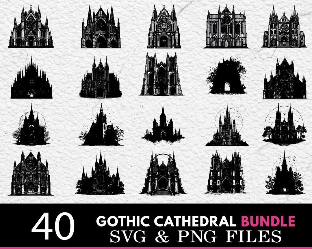 Gothic Cathedral SVG PNG Bundle, Medieval Architecture Clipart, Cricut ...