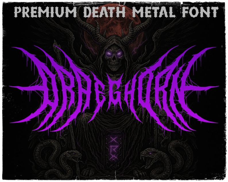 5 Death Metal Fonts Bundle OTF TTF WOFF | Gothic Horror Typeface Pack ...