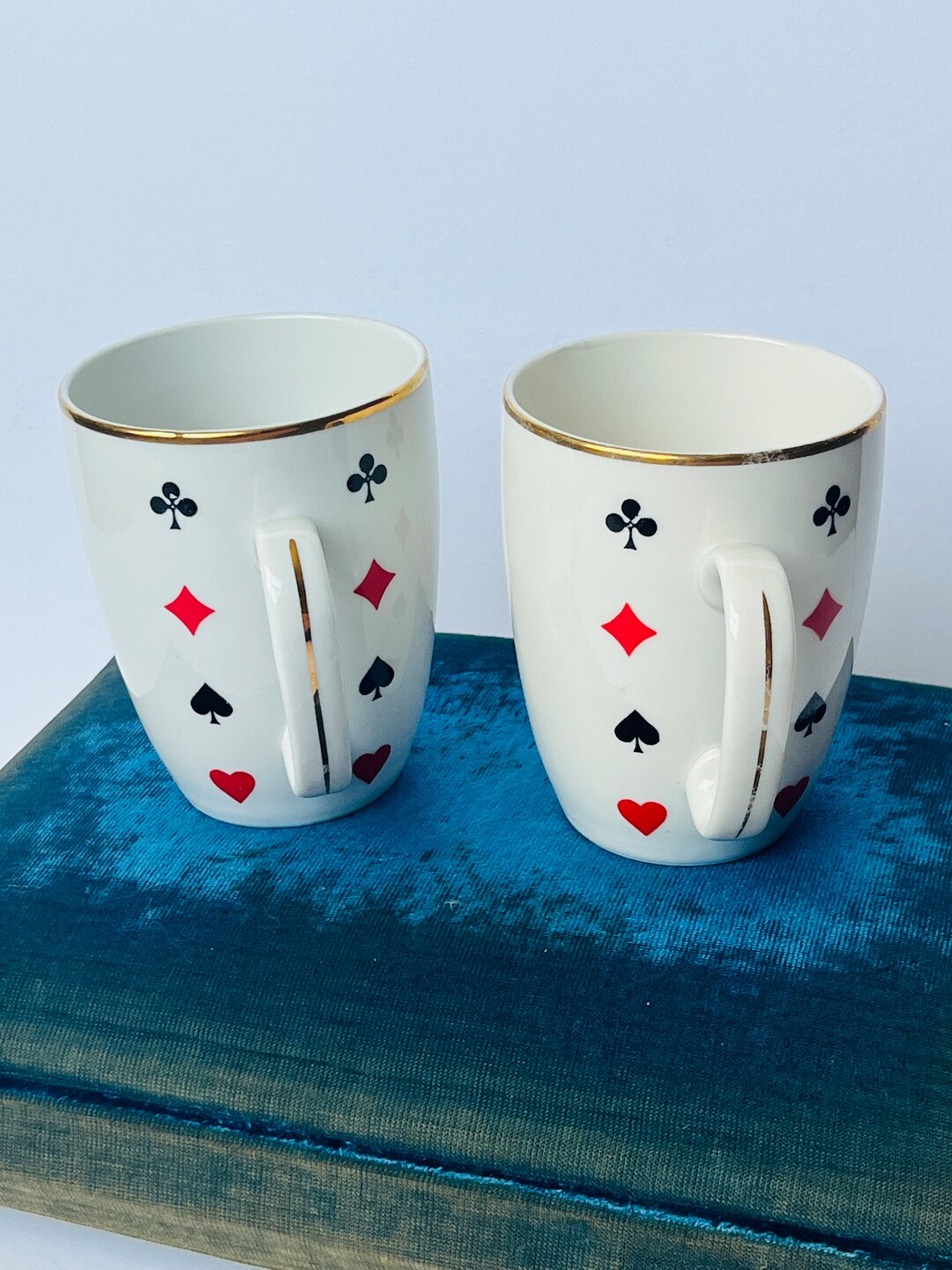 Vintage Playing Card Suits Mugs Set of Two Vintage Jarolina Mugs Made ...