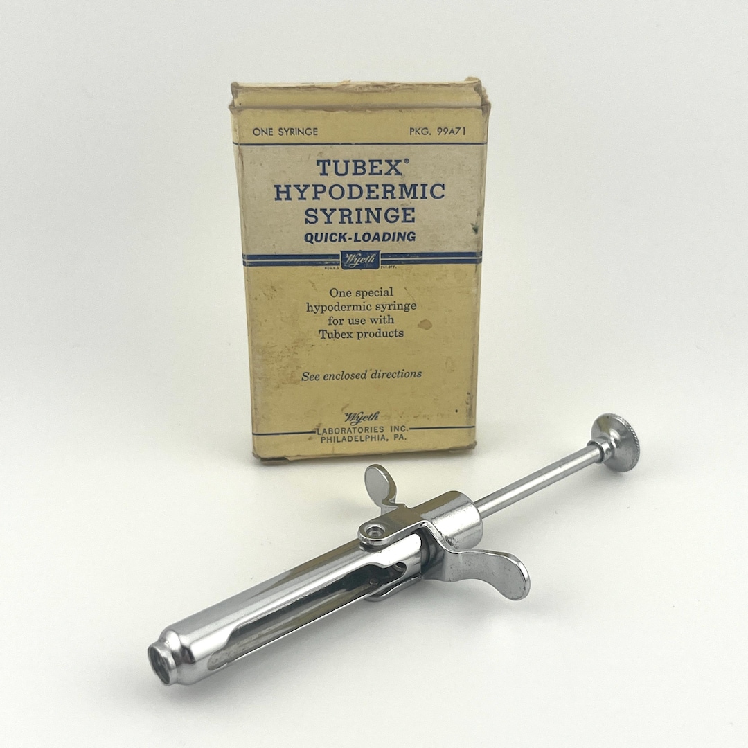 Vintage Tubex Hypodermic Syringe by Wyeth | 1940s–50s Quick-loading ...